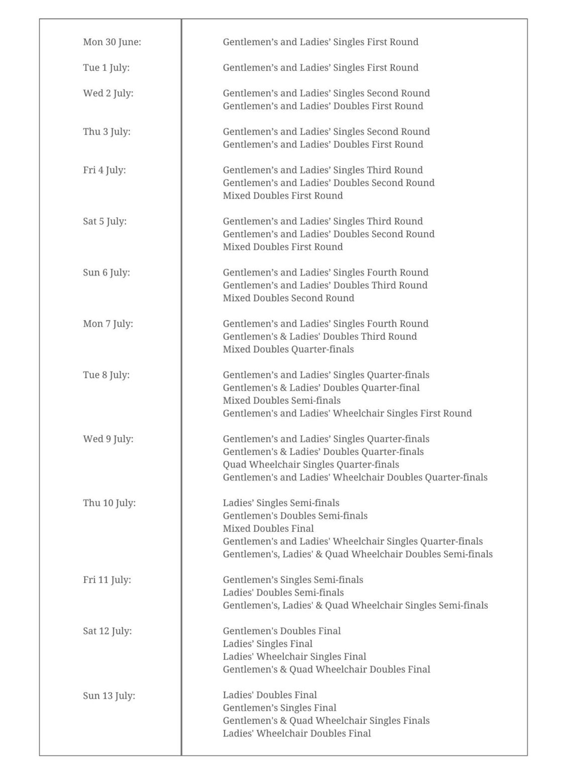 Wimbledon Tennis 2025 Dates — Lady Wimbledon